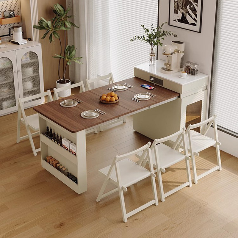 Foldable & Extendable Solid Wood Narrow Kitchen Island Multifunctional ...