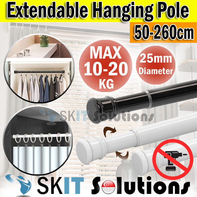 Curtain Rod Pole Laundry Shower Practical Stainless Steel Round Head ...