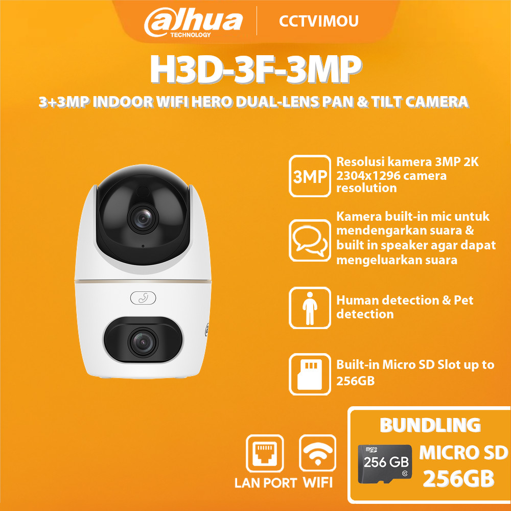 Dahua H3D-3F-3MP 3+3MP INDOOR WIFI DUAL-LENS HERO PAN & TILT CAMERA ...