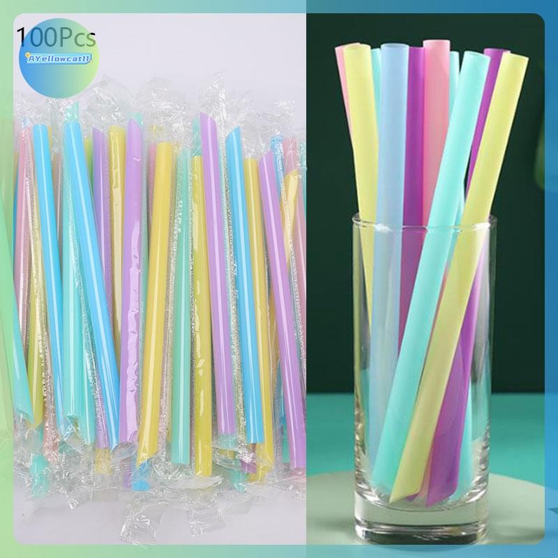 AA 100pcs Large Drinking Straws Mixed Colors For Pearl Bubble Milk Tea ...
