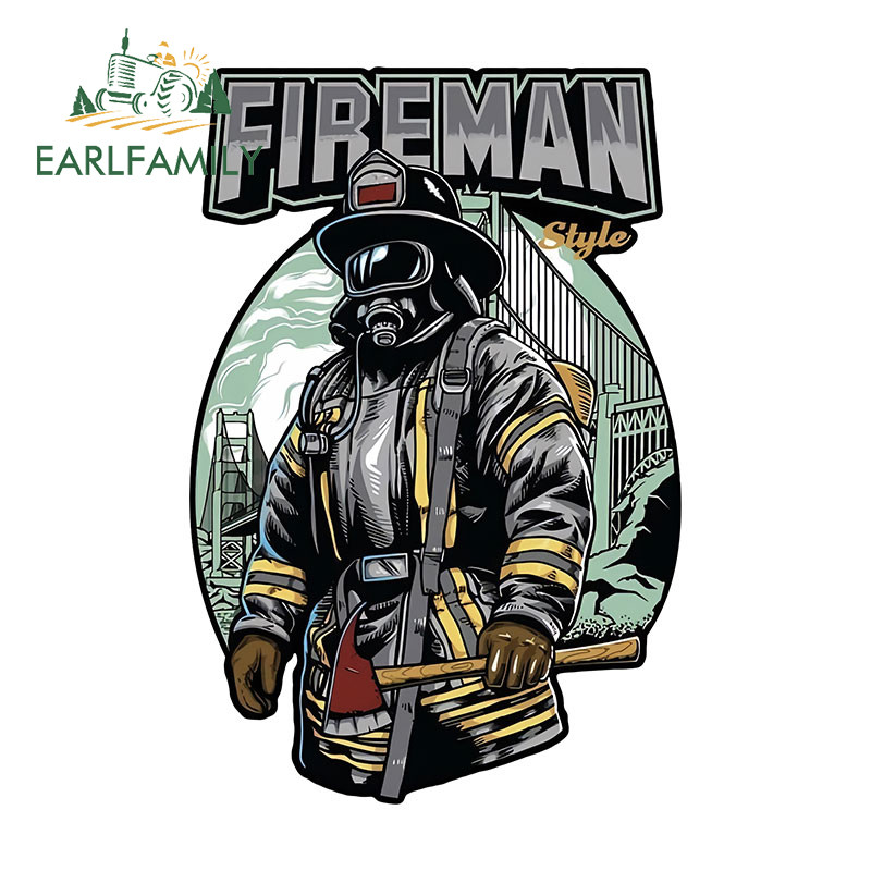EARLFAMILY Heroic Fireman Car Stickers Occlusion Scratch Caravan Trunk ...