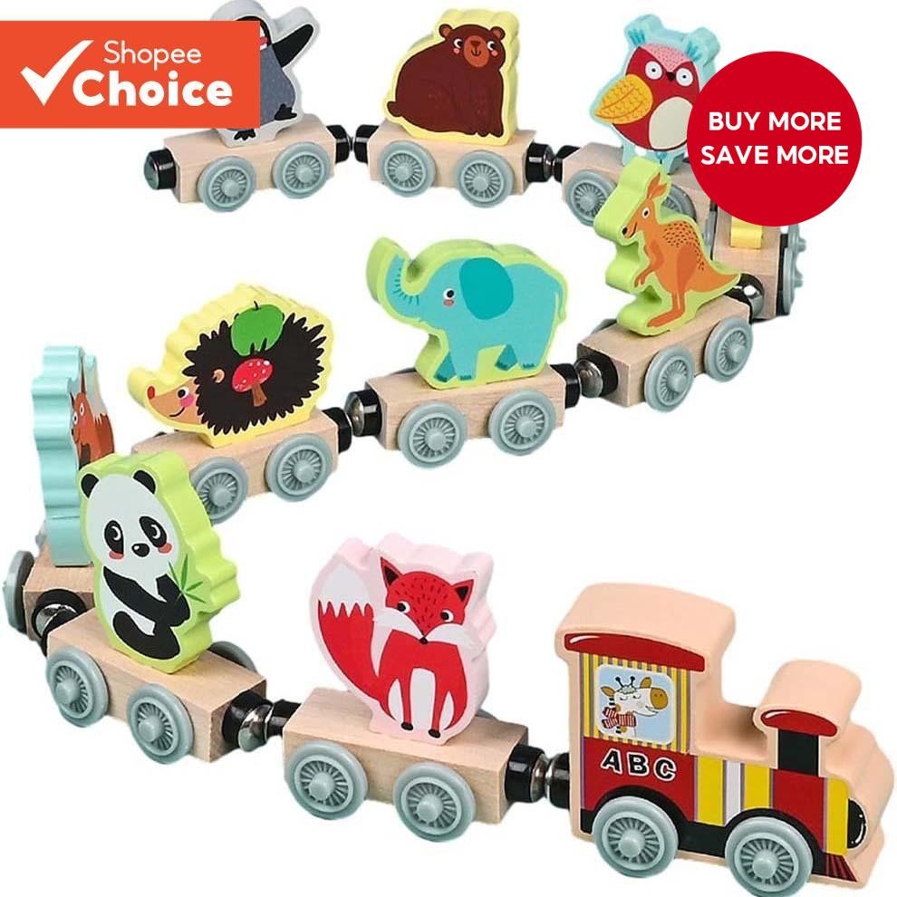 Magnetic Wooden Animals Train Set, Montessori Toys for Toddlers Toys ...