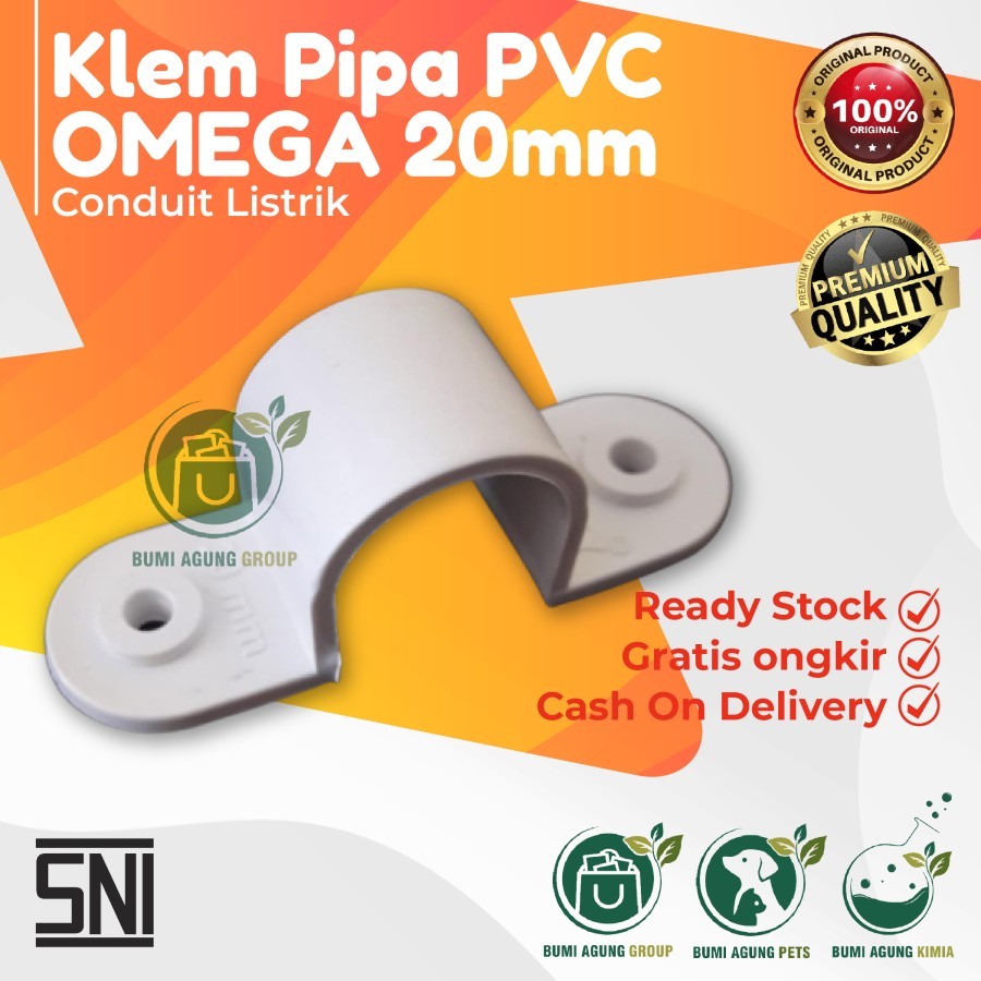 PUTIH Pvc Pipe Clamps Electrical Conduit OMEGA WHITE 20 MM 20mm 100PCS ...