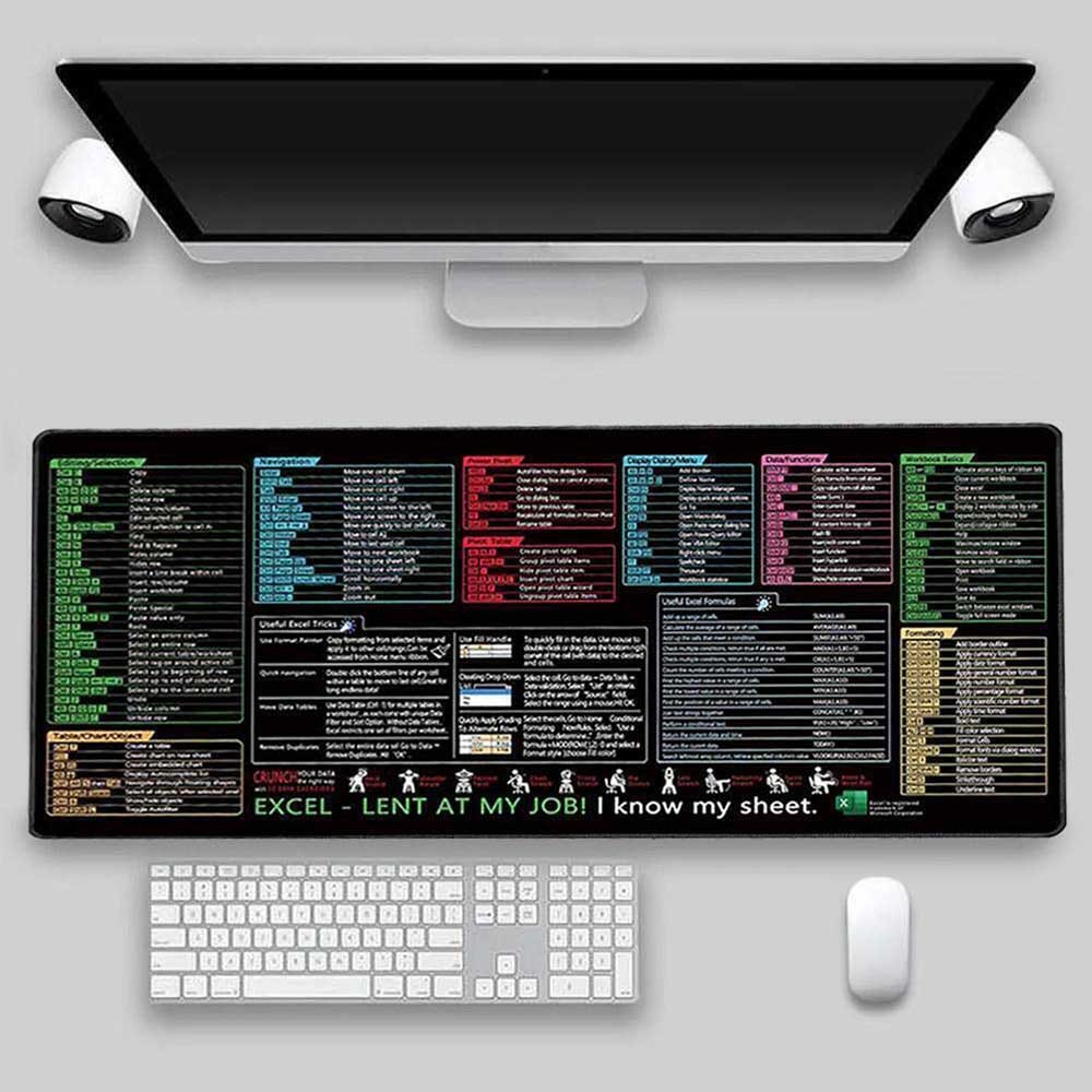 Excel Shortcuts Cheat Sheet Office Mouse Pad Keyboard Mats Desk Giant ...