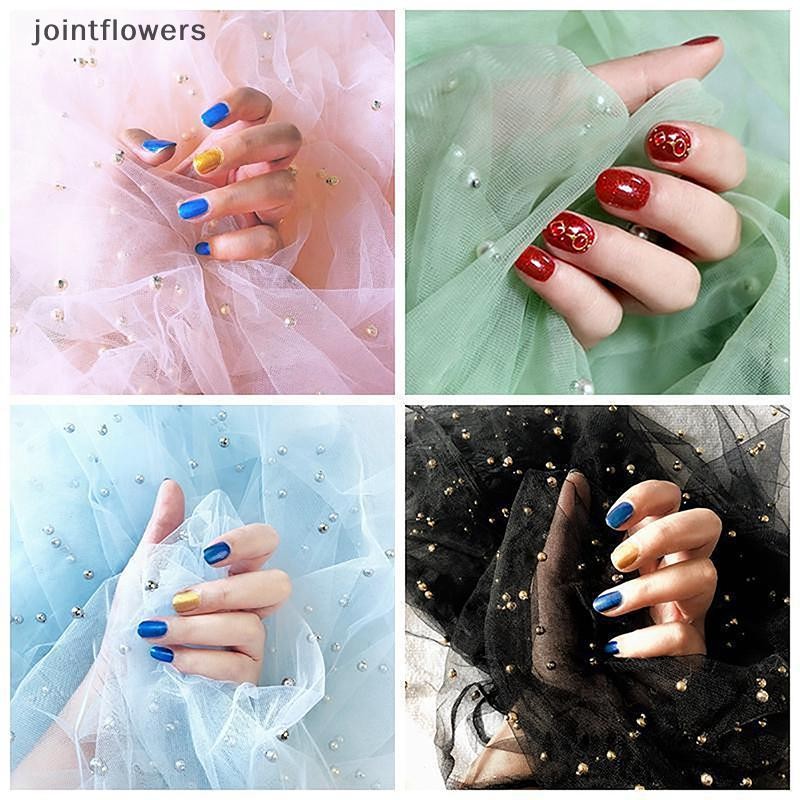 JSS Nail Photos Shooting Props Gauze with Pearl Photography Background ...