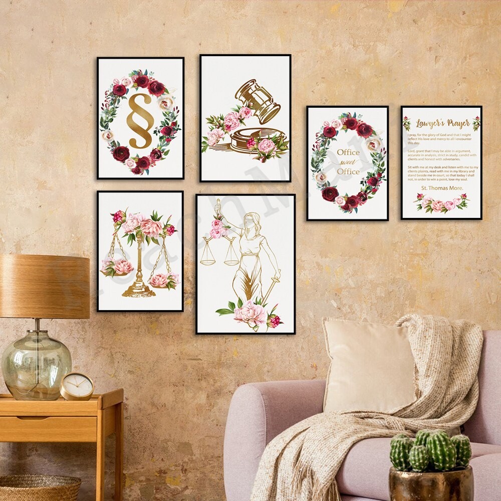 Law Firm Logo Quote Poster Attorney Symbol Peony Flower Lady Justice ...