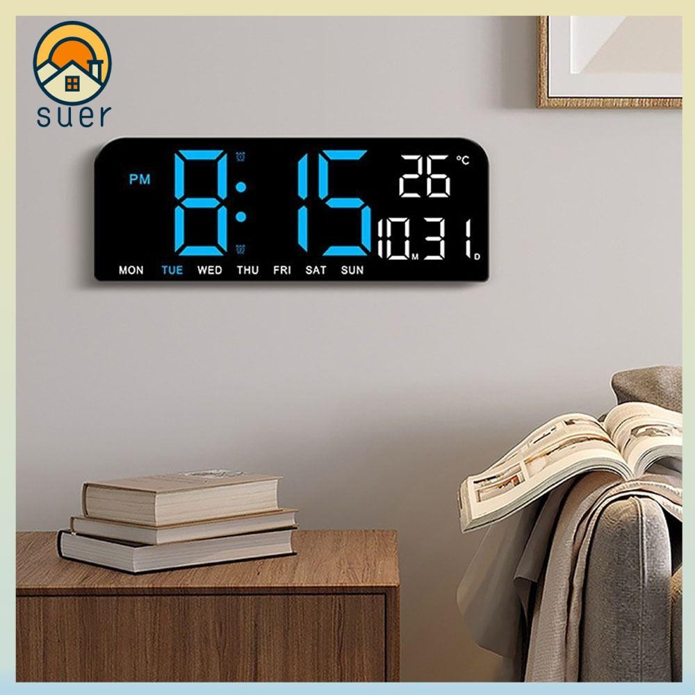 SUERHD Digital LED Clocks, Date Temperature Electronic Wall Clock ...