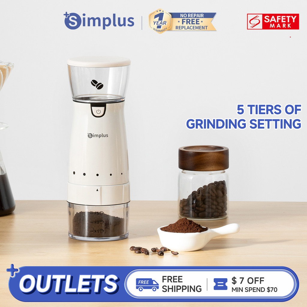 Simplus Electric Coffee Bean Grinder 5 Tiers Grinding Ceramic Grind ...