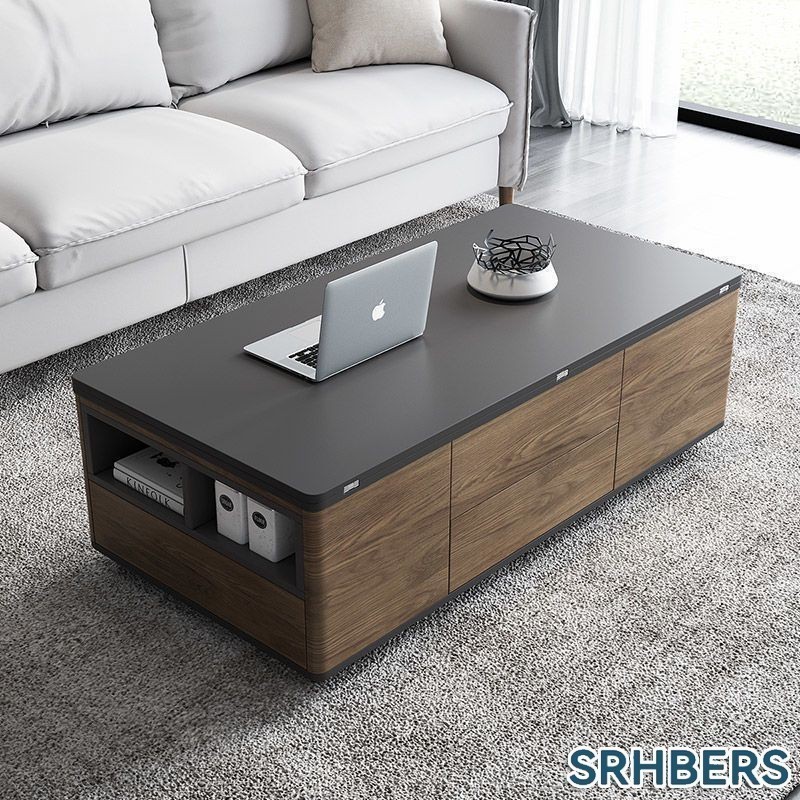 SR Coffee Table Set with Stools Assambled multi function Foldable with TV Cabinet Side Dining ...