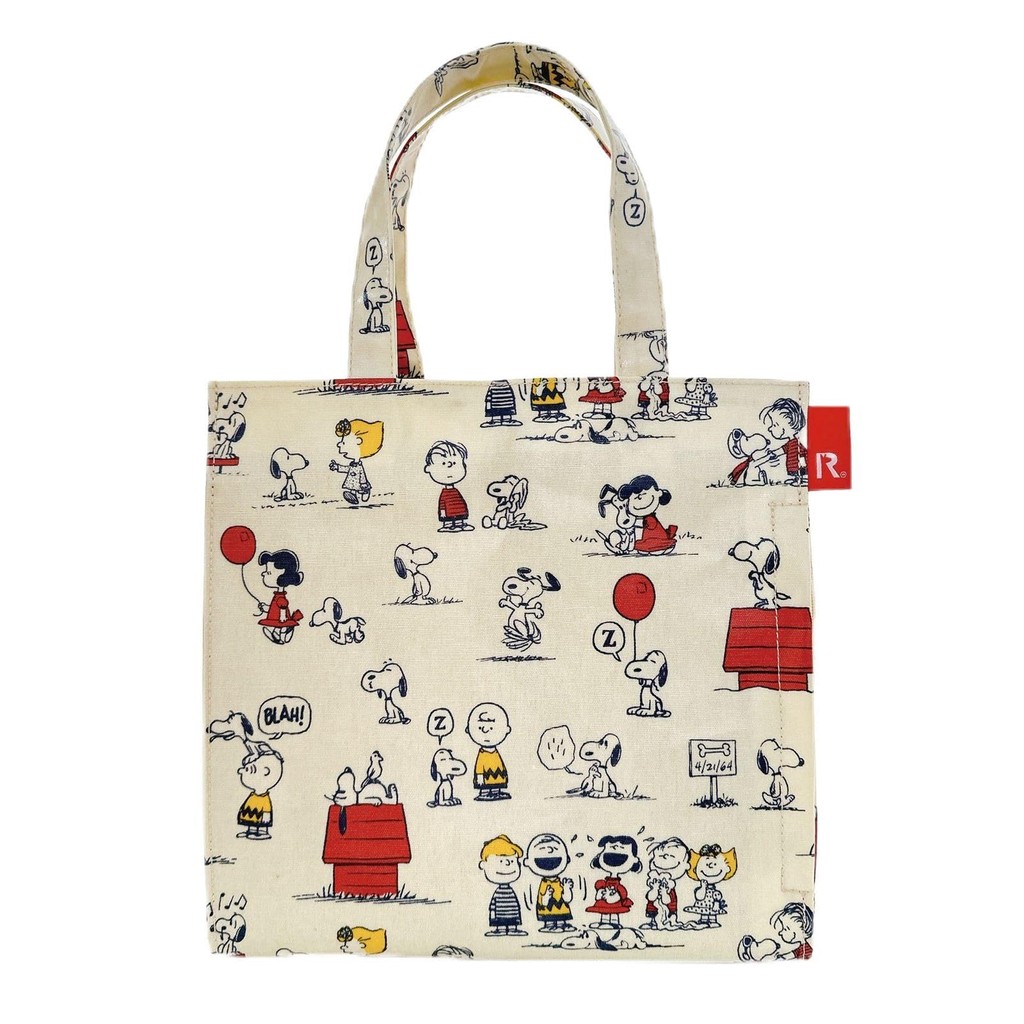 Rootote Snoopy Laminated Mini Tote Bag IP Square Lami Peanuts 860002 Ivory Peanuts Gang | Shopee ...