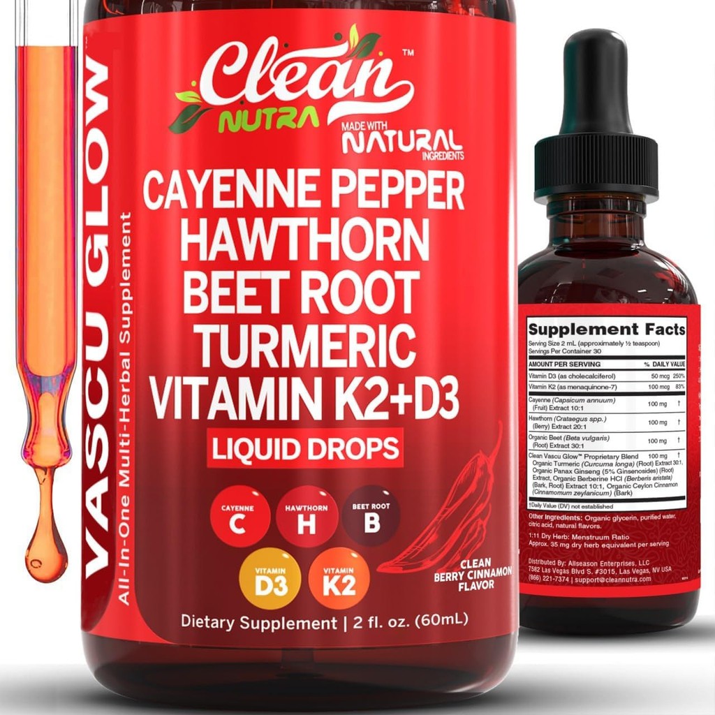 Clean Nutra Chili Pepper Drops Supplement Liquid + Hawthorn Berry ...