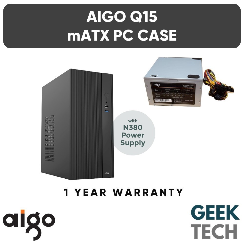 AIGO Q15 mATX Office PC Case with 380W Power Supply Preinstalled ...