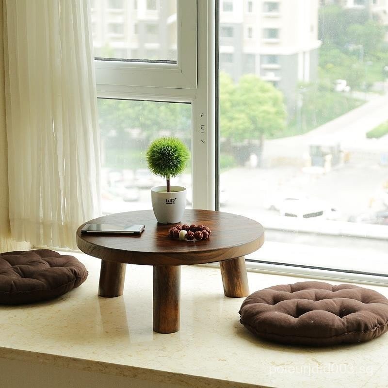 Simple Bay Window Small Coffee Table round Wooden Table Window Sill ...