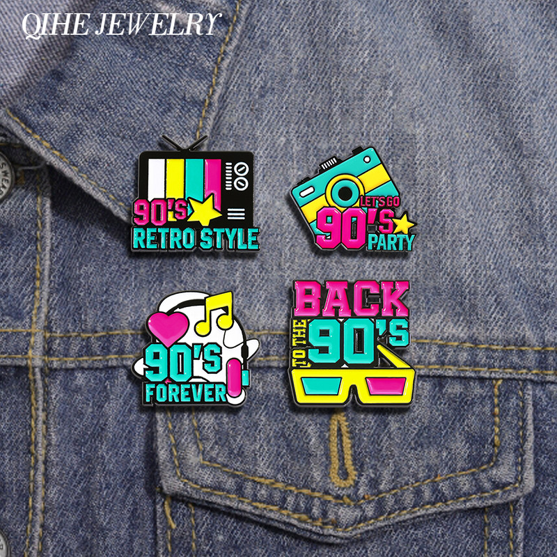 Back To The 90s Enamel Pins Custom Let's Go 90's Party Nostalgia ...