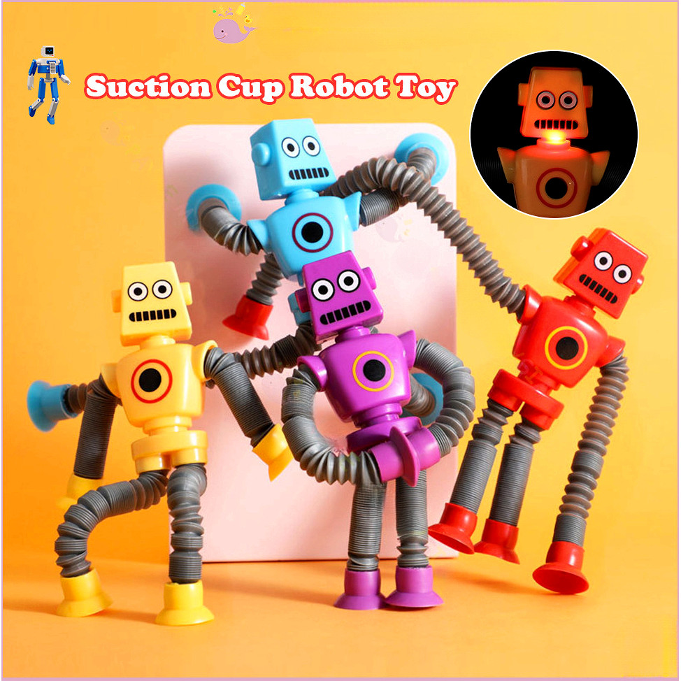 Cartoon Variable Light Cartoon Robot Telescopic Tube Toys Kids Suction ...