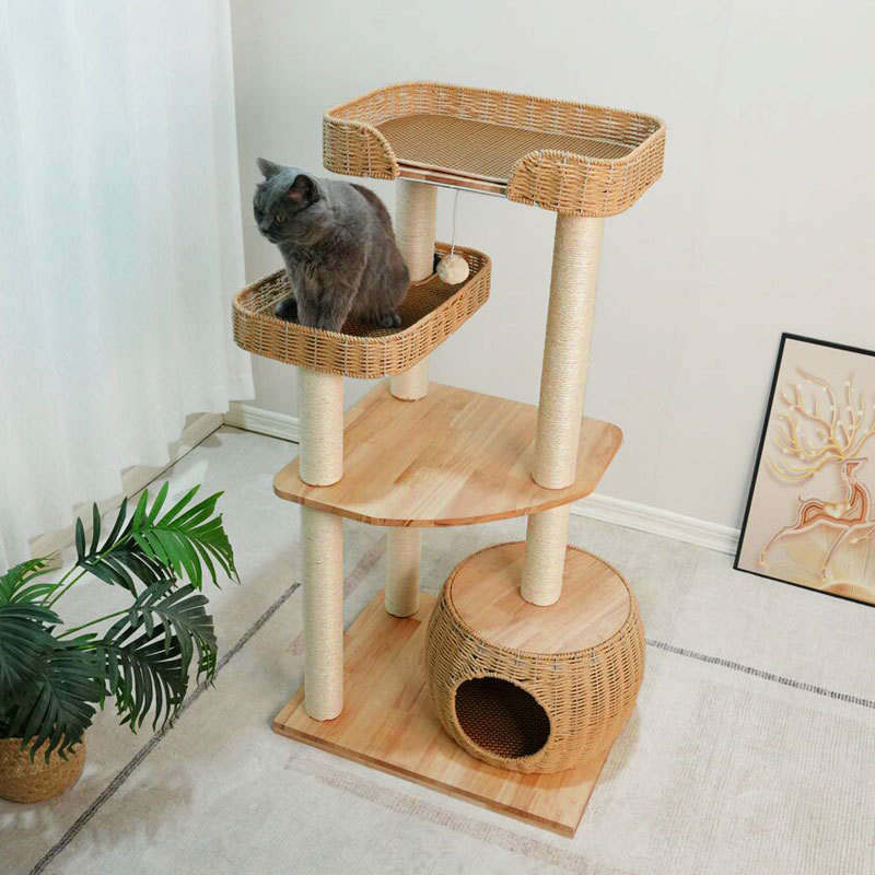 Solid Wood Cat Climbing Frame Cat House Cat Tree Integrated Large Cat ...