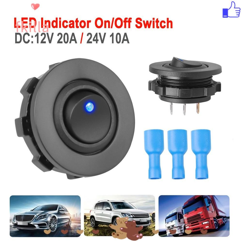 FKILLA ON/ Switch, 12V 20A/24V 10A SPST Round Rocker Toggle, Universal ...