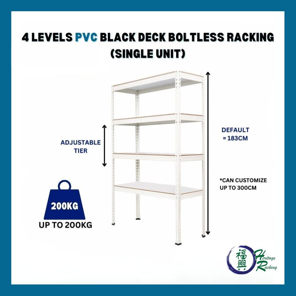 Single Rack - 4 Levels PVC Wood Deck Beige Boltless Racking | Shopee ...
