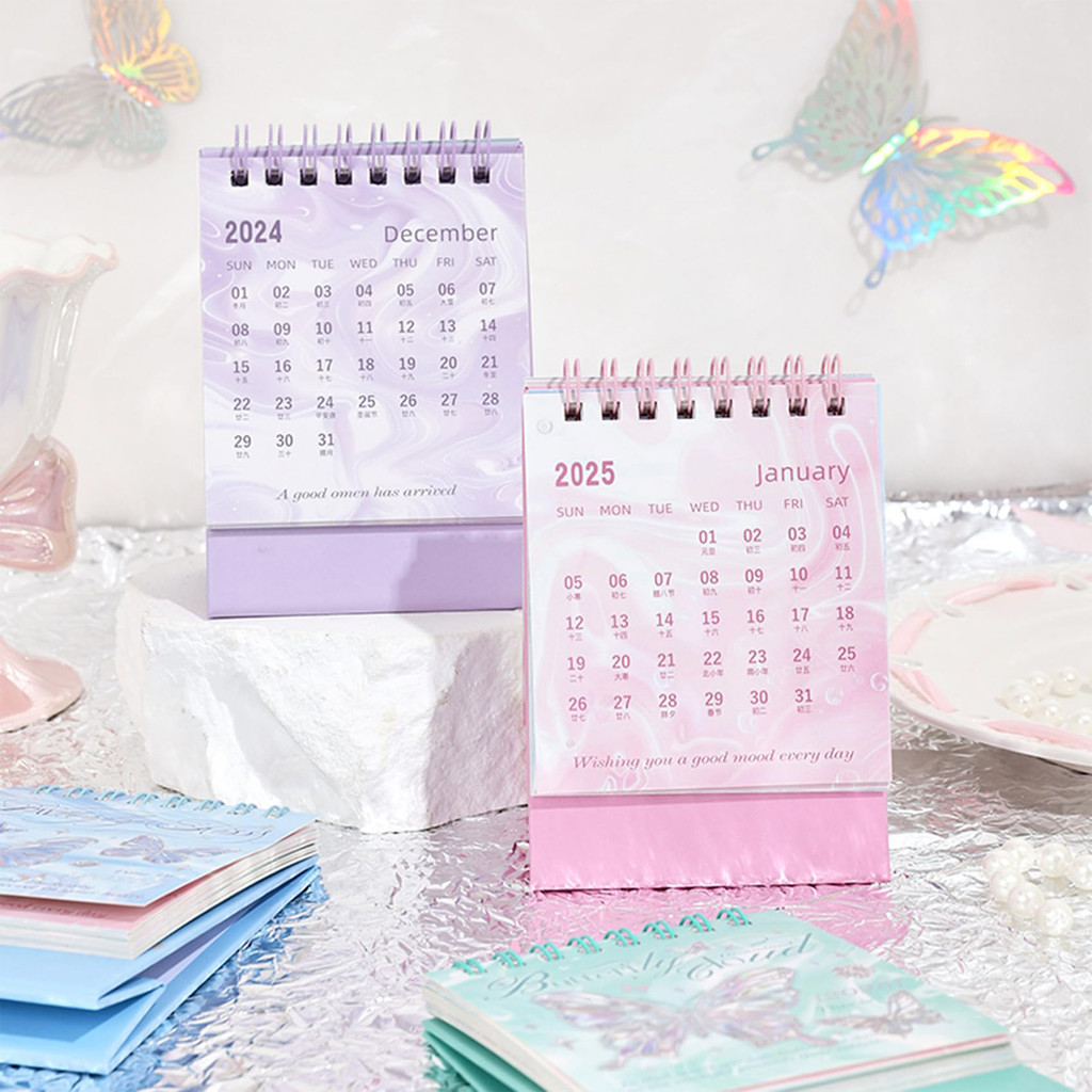 2025 Mini Desk Standing Calendar with Vibrant Color Elegant Butterfly ...