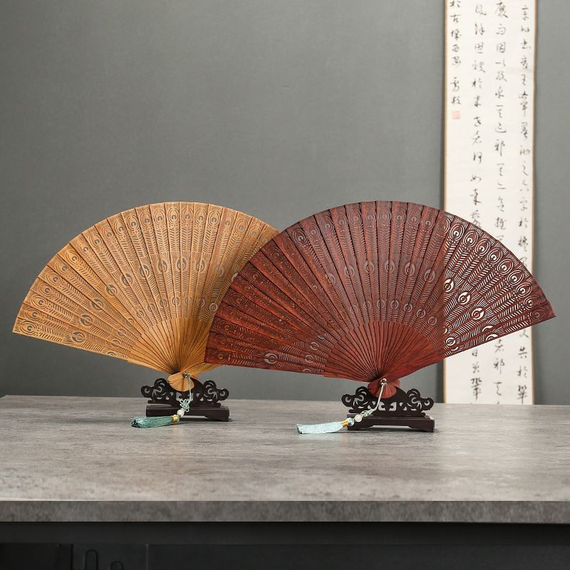 Su Fan Small Leaf Red Sandalwood Wood Green Sandalwood Folding Fan ...