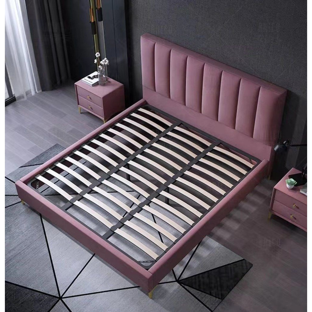 Rice Bed Frame Bed Board4I1.82Simple Solid Wood Bed1.5Rib grills QBLL ...