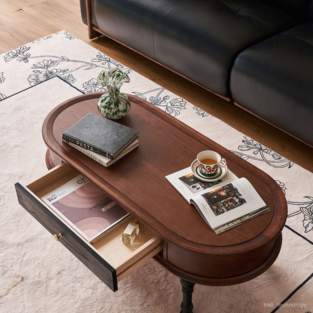 French Retro Solid Wood Coffee Table Small Apartment Living Room Home ...