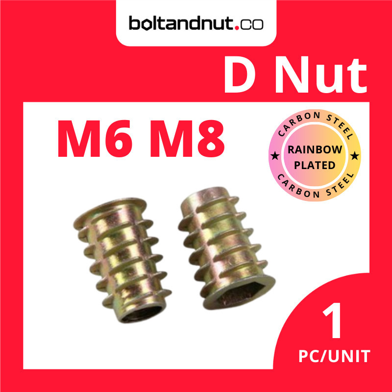 M6 M8 Insert Nut Type D | Yellow Zinc Rainbow Plating | Hex Drive ...