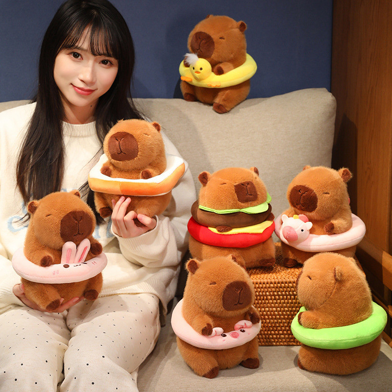 Cartoon Swimming Ring Capybara Plush Toy Cute Capybara Soft Accompany ...