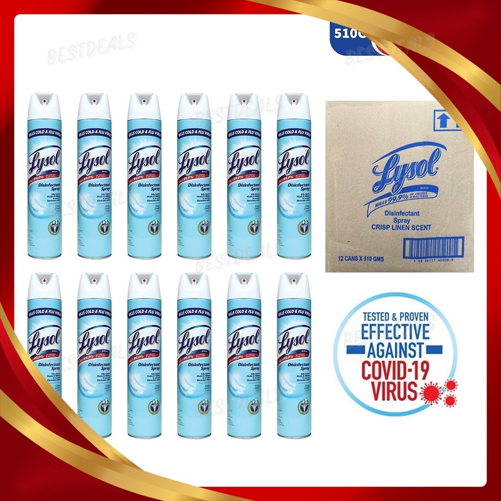 Lysol Crisp Linen & Blossom Freshness Spray - 510g x 12 Cans | Shopee Singapore