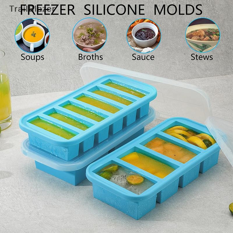 【TBSG】 2/4/6 Grid Silicone Freezer Molds With Lids Easy Meal Prep ...