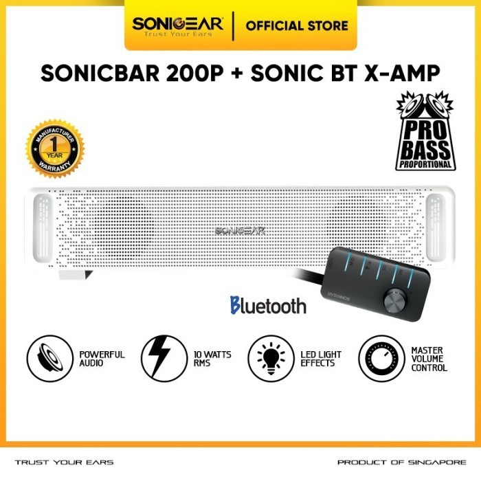 SONICGEAR Sonicbar 200P SPEAKER + SONIC X-AMP WHITE | Shopee Singapore