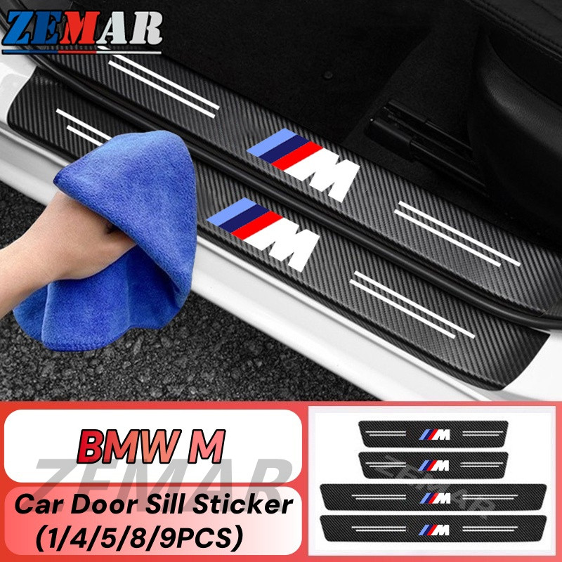 【Ready Stock】BMW M Car Door Sill Sticker Carbon Fiber Leather Car Door ...