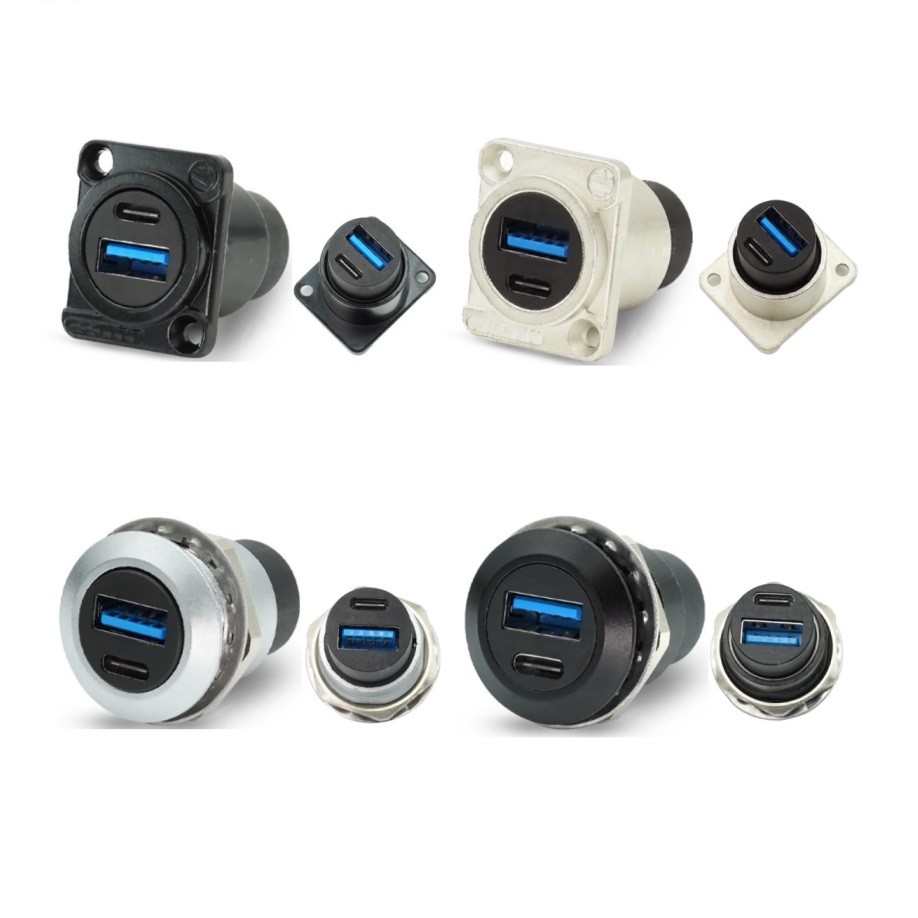 screw mount d type chassis panel wall mount usb3.0a usb c type c female ...