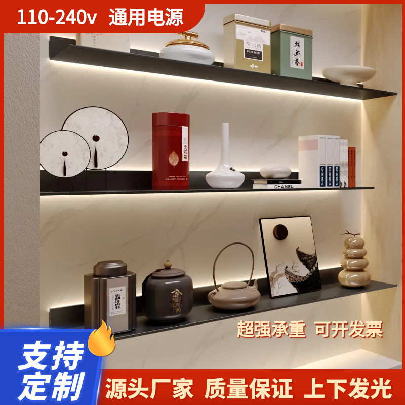 Aluminum Alloy LED Luminous Laminate Metal Shelf Wall Hanging L Type ...