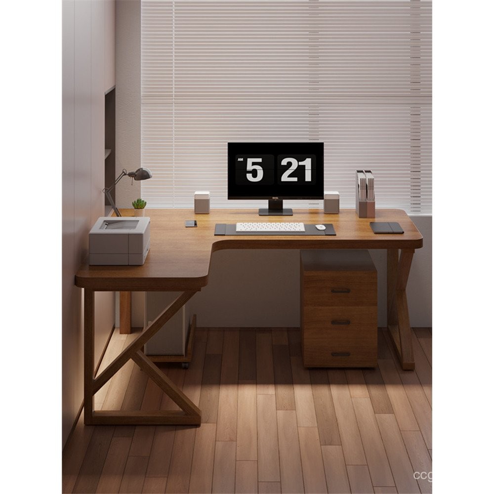 Solid Wood Desktop Computer Desk Corner Desk Bedroom Wall Corner L ...
