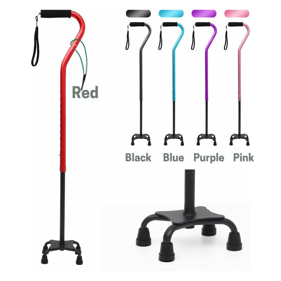 JCHealth Aluminum Quad Cane Wide Base for Superior Stability & Comfort ...