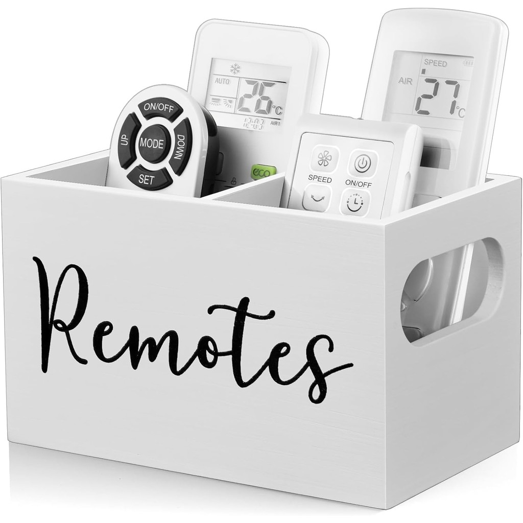 DRASTAR Country Style White Remote Control Caddy,2 TV Remote Control ...