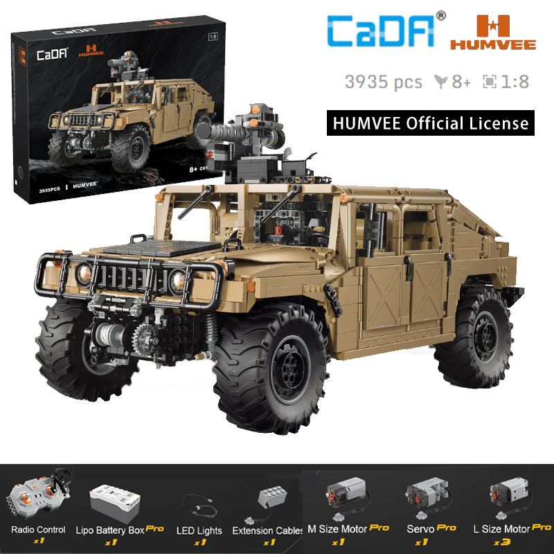 CaDA Bricks Master 1:8 Remote Control Hummer H1 Military Off-road ...