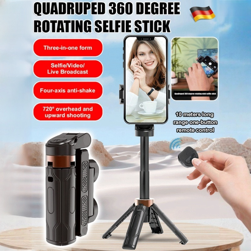 Quadruped 360 degree rotating mini Selfie Stick Foldable Phone ...