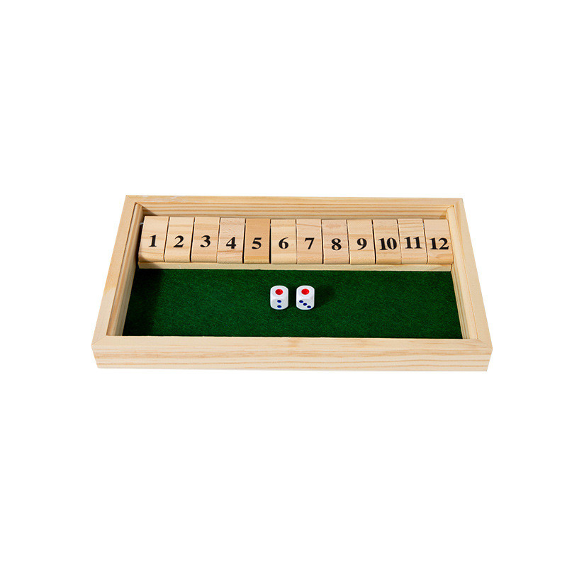 Wooden Shut The Box Game with 12 Numbers Dice Game 2 Players and Up ...