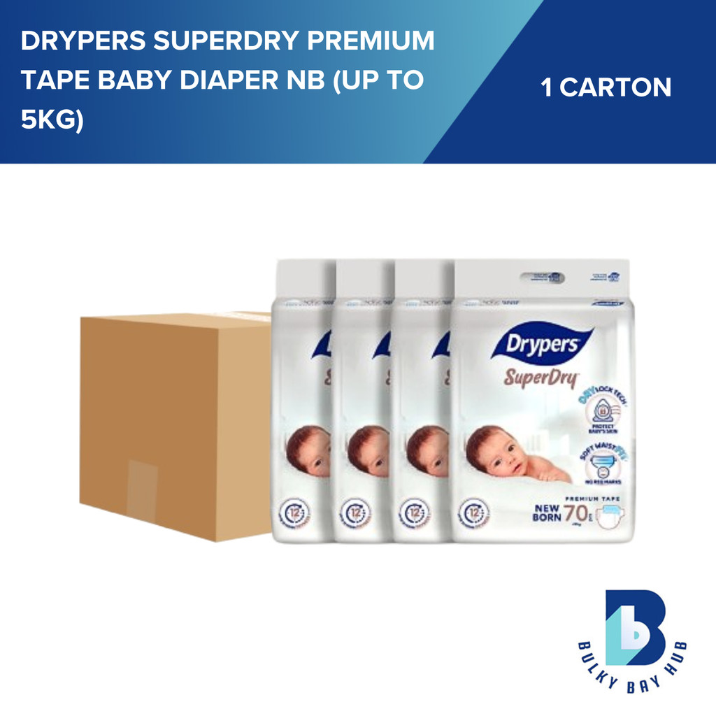 [Carton Deal] Drypers SuperDry Premium Tape Baby Diaper NB/S/M/L/XL/XXL ...