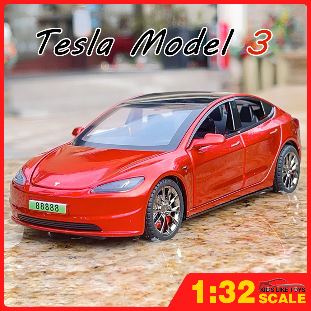 KLT 1:32 Tesla Model 3 Diecast Model Car Alloy Cars Toys Collection ...