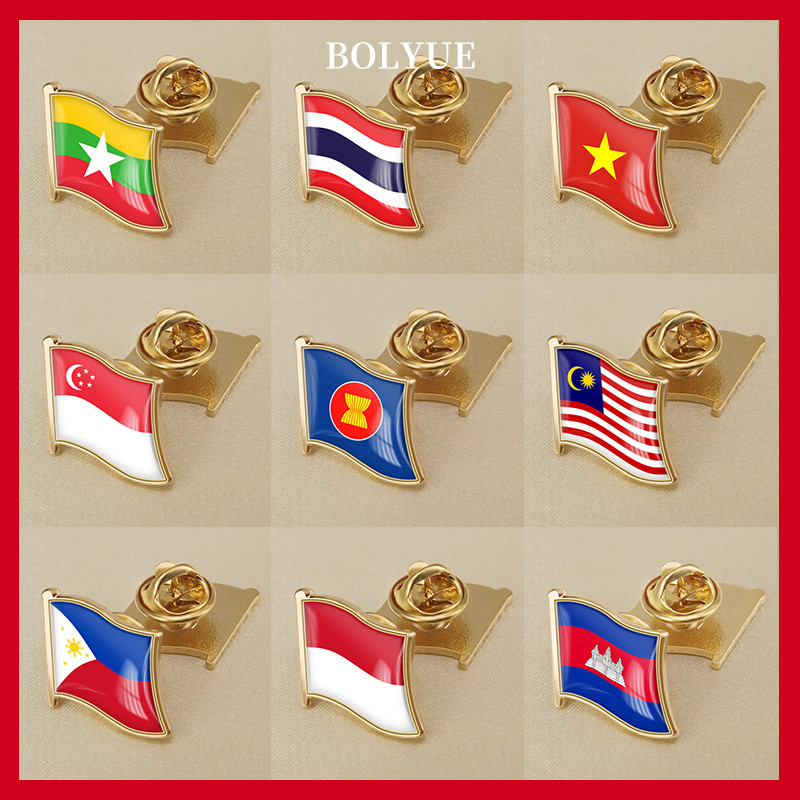 ASEAN Countries Badge Singapore/Malaysia/Philippines/Vietnam/Thailand/Indonesia/Myanmar/Laos ...