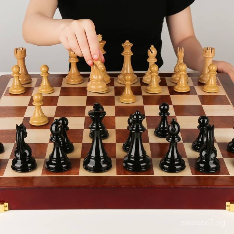 High-end Chess Set Wooden Folding Chessboard Extra Large Chess Pieces ...