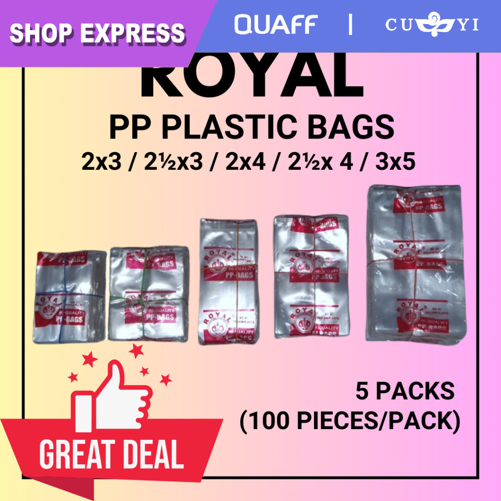 [5 PACKS] Royal PP Plastic Bags (2x3 / 2.5x3 / 2x4 / 2.5x4 / 3.5 ...