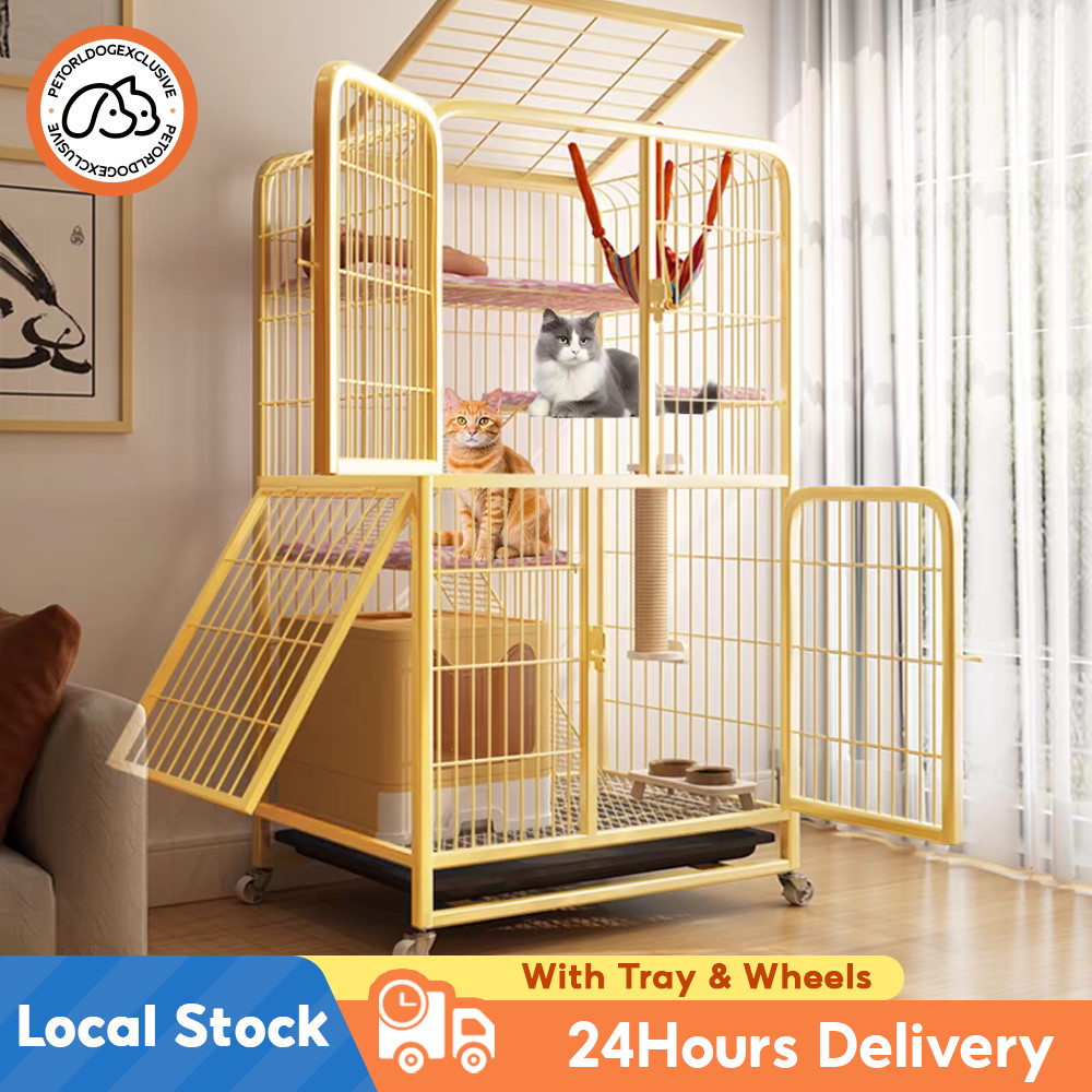 ★SG Stock★Cat House 2/3/4 Layers Cat Cage Condo Villa Galvanized Steel ...