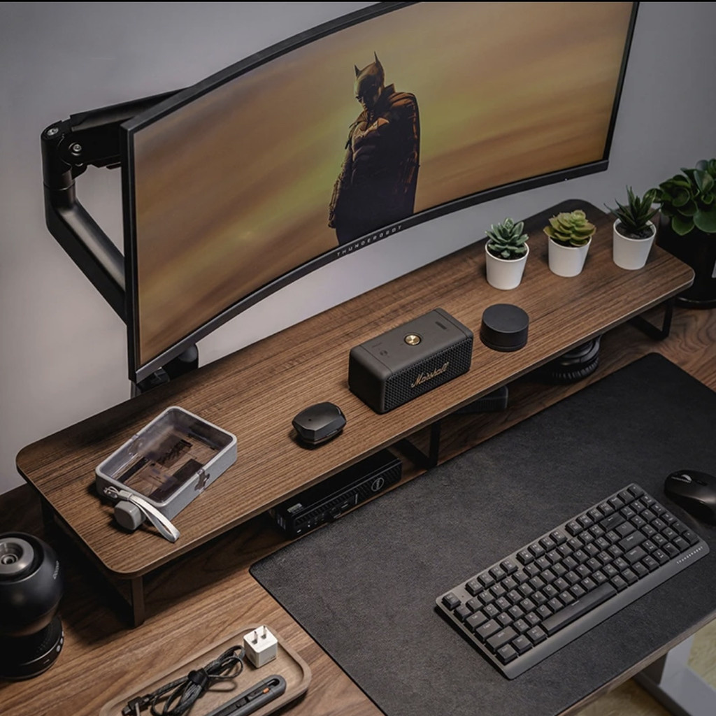 [48H Shipping] Computer Desktop Solid Wood Storage Elevated Desk Shelf ...