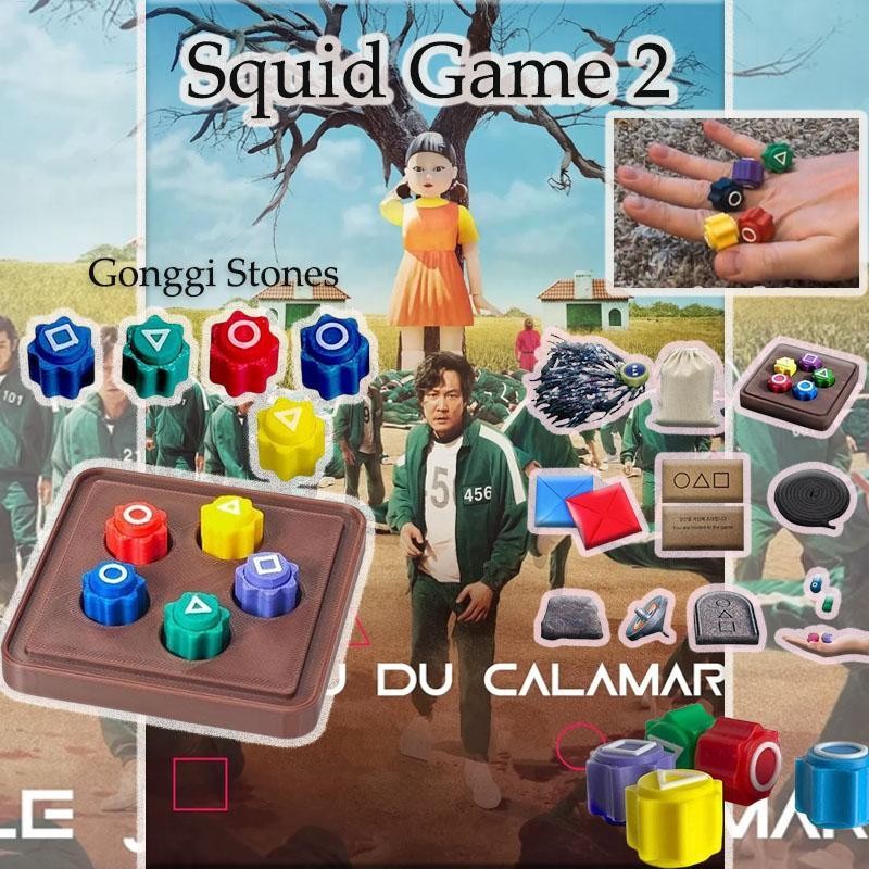 Squid Game 2 Gonggi Stones Korean Games Traditional Stone Catching 3D ...