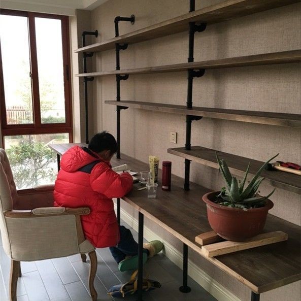 Q-6/loft American-Style Water Pipe Desk Bookshelf Flat Partition ...
