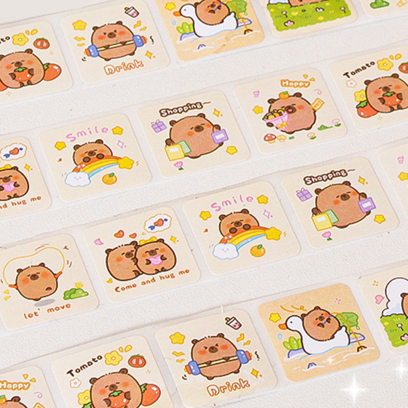Cute Capybara Seal Sticker Cartoon Label Sticker Decorative Roll ...